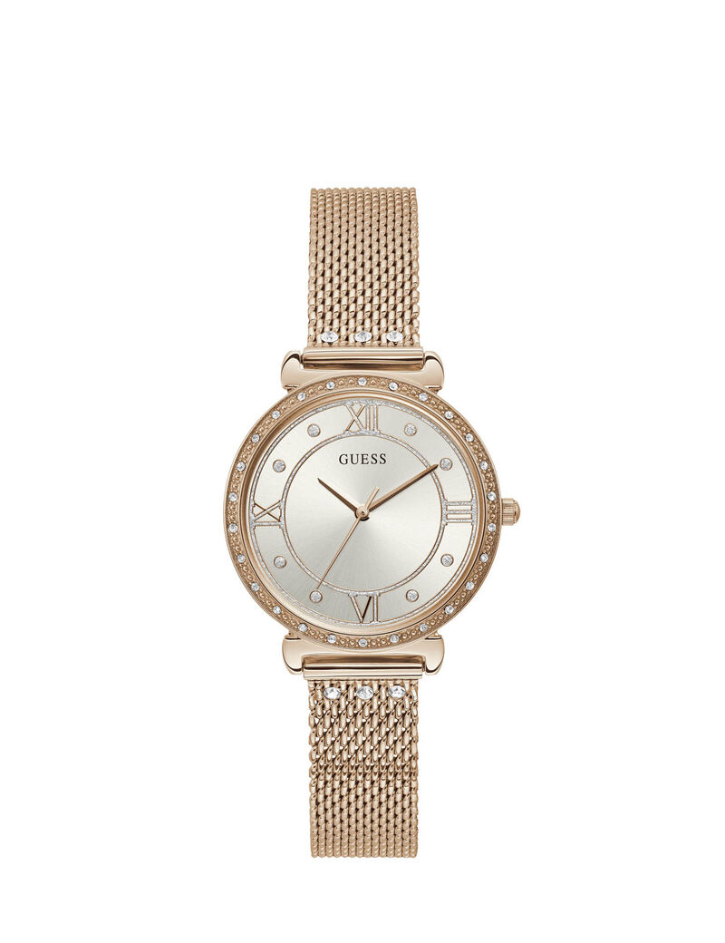 Shop GUESS Rose Gold Mesh Watch, Beige | GUESS KSA