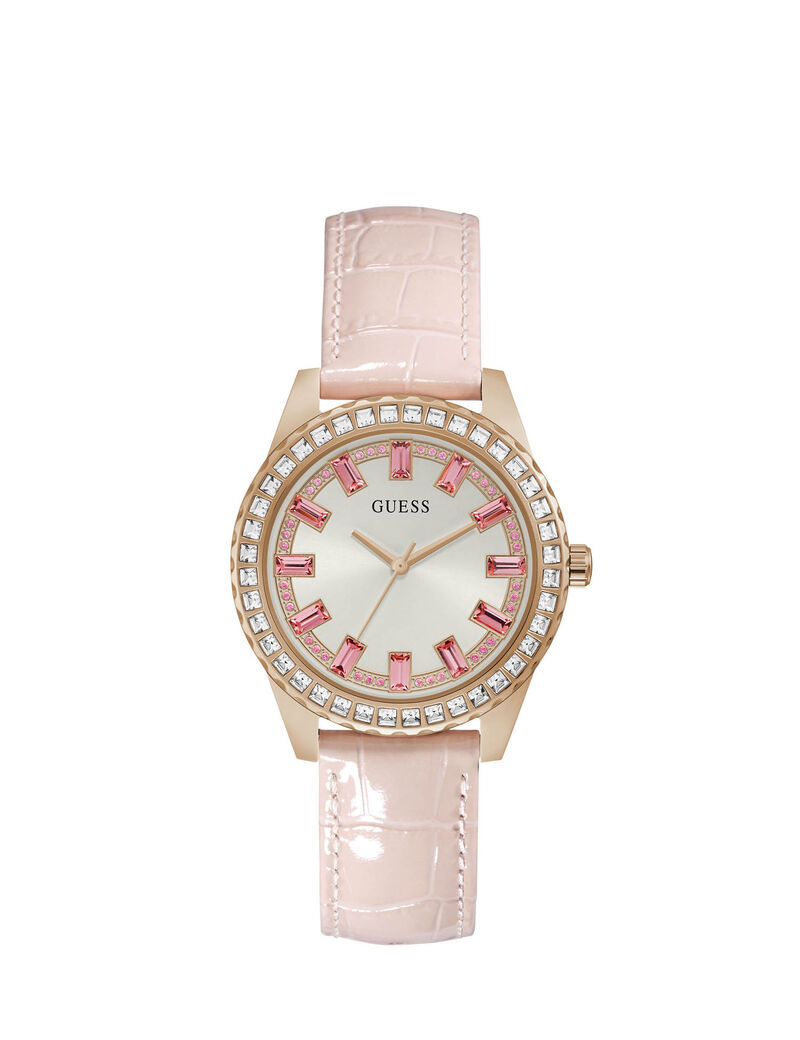 Shop GUESS Pink Rhinestone Watch, Pink | GUESS KSA
