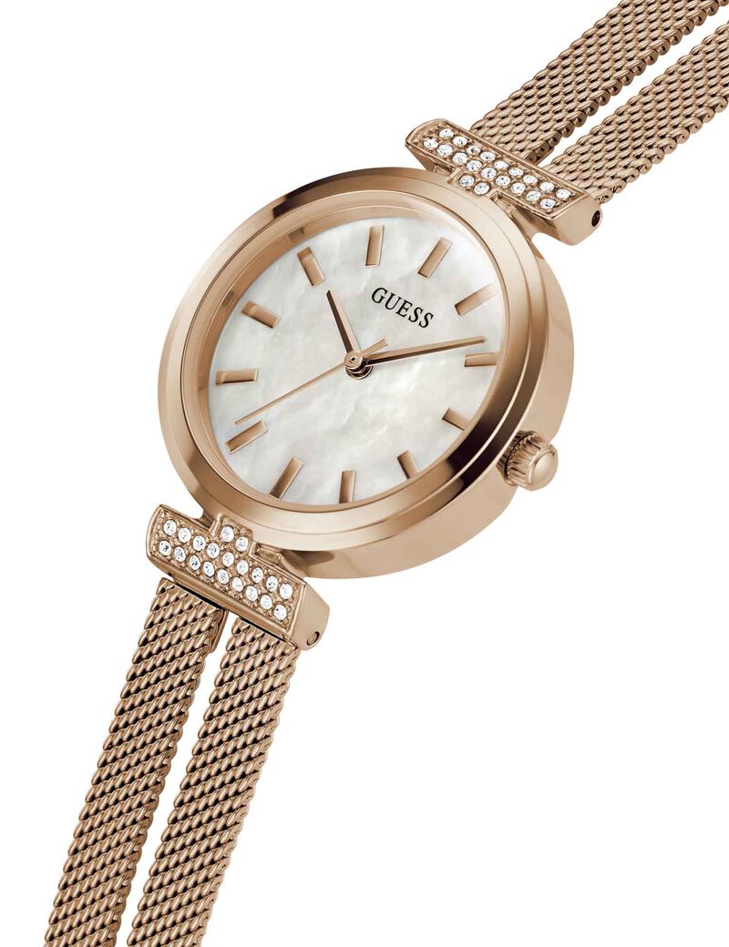 Shop GUESS Online Rose-gold Mesh Analog