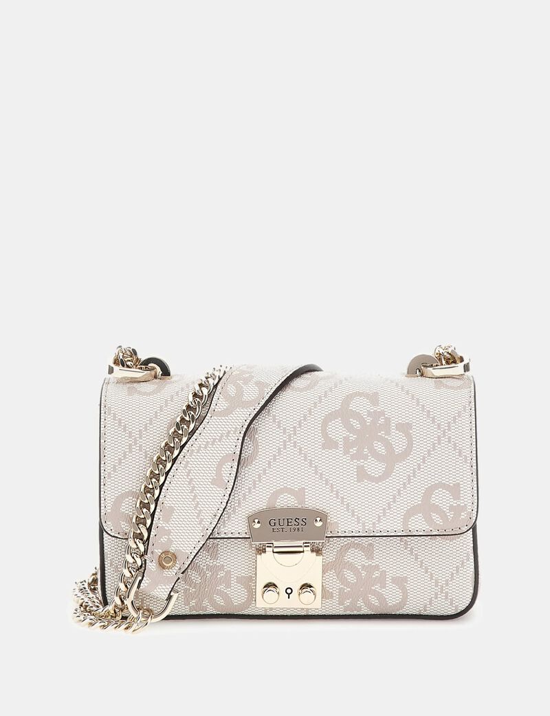 Shop GUESS Eliette 4G logo mini crossbody, White | GUESS KSA