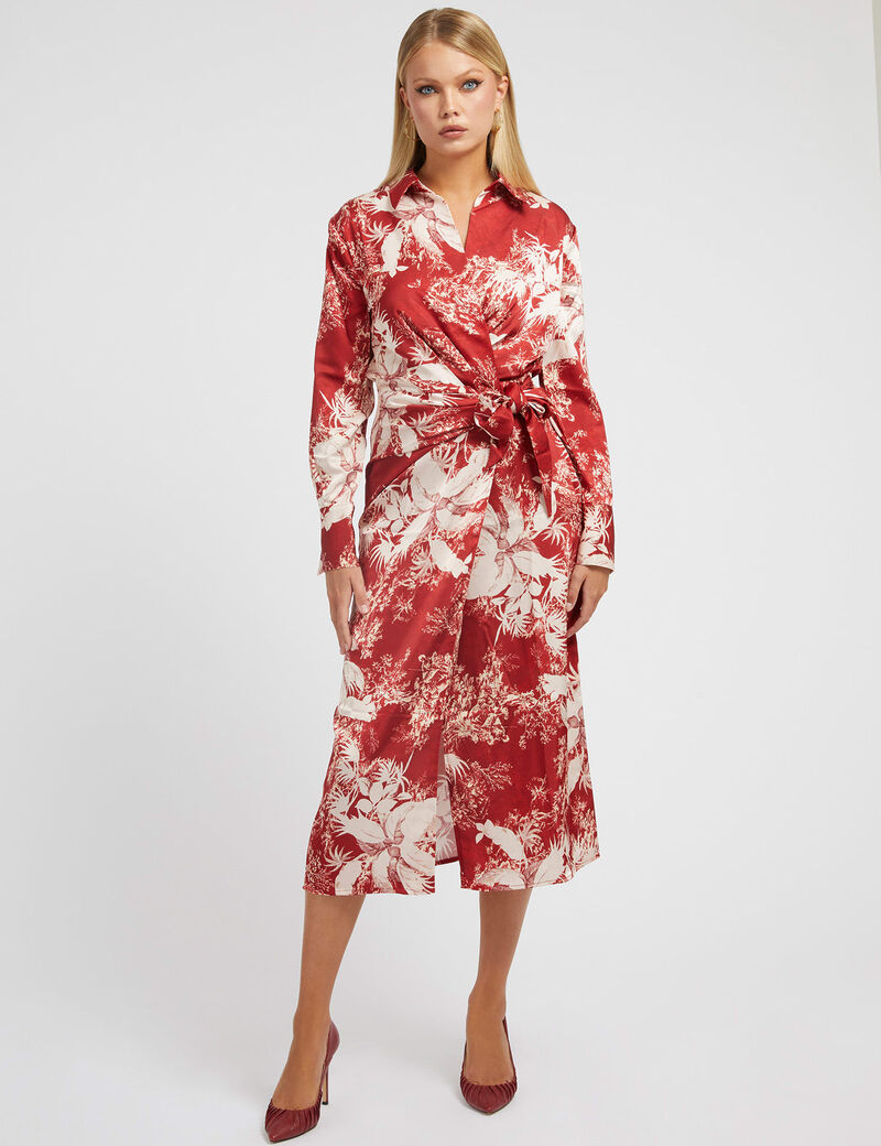 Shop GUESS Floral Print Long Dress, Red | GUESS KSA