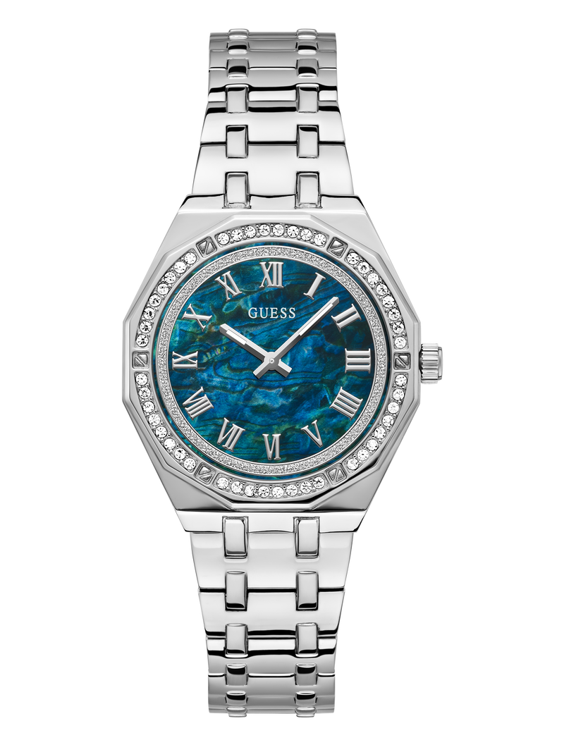 Shop GUESS Ladies Silver Tone Analog Watch, Silver | GUESS KSA