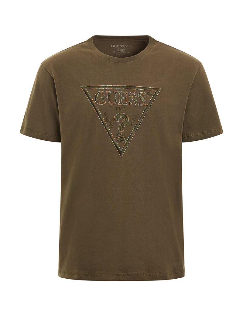 Shop GUESS Online Embroidered Triangle Logo T-Shirt