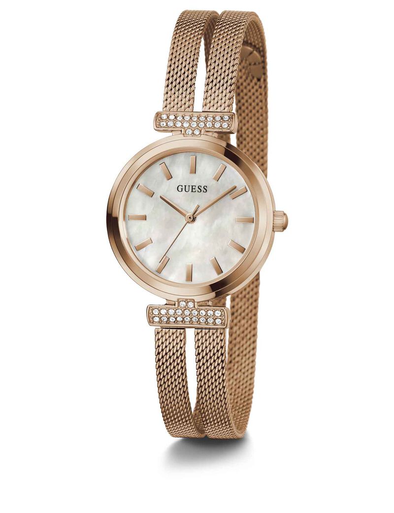 Shop GUESS Online Rose-gold Mesh Analog