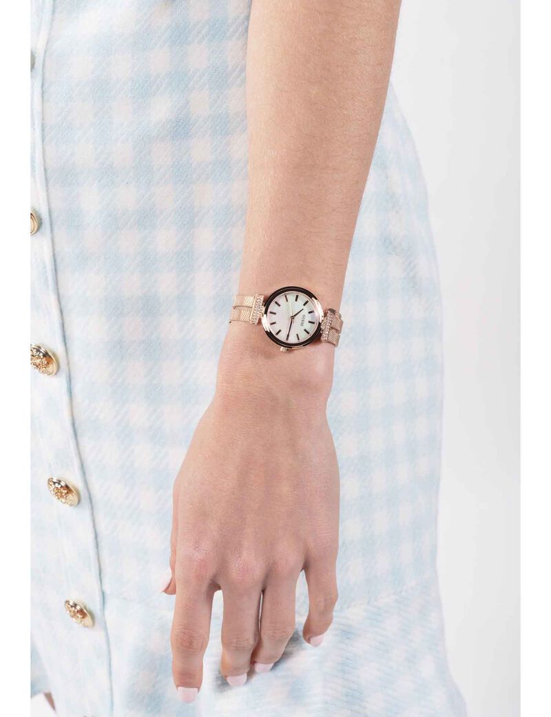 Shop GUESS Online Rose-gold Mesh Analog